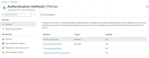 Allow or block specific FIDO2 security keys in Azure | Working Hard In IT
