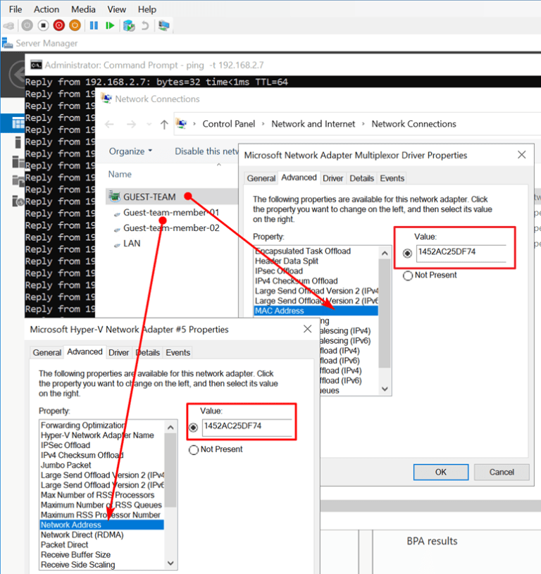 Setting A Static Mac Address On A Guest Nic Team In Hyper V Working Hard In It